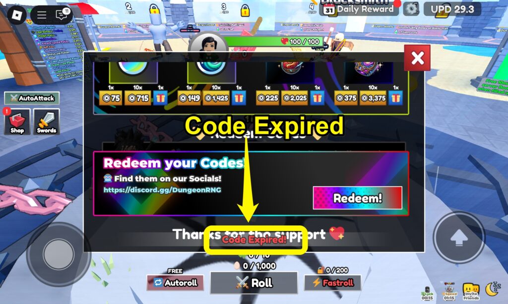 Dungeon RNG Codes October 2025